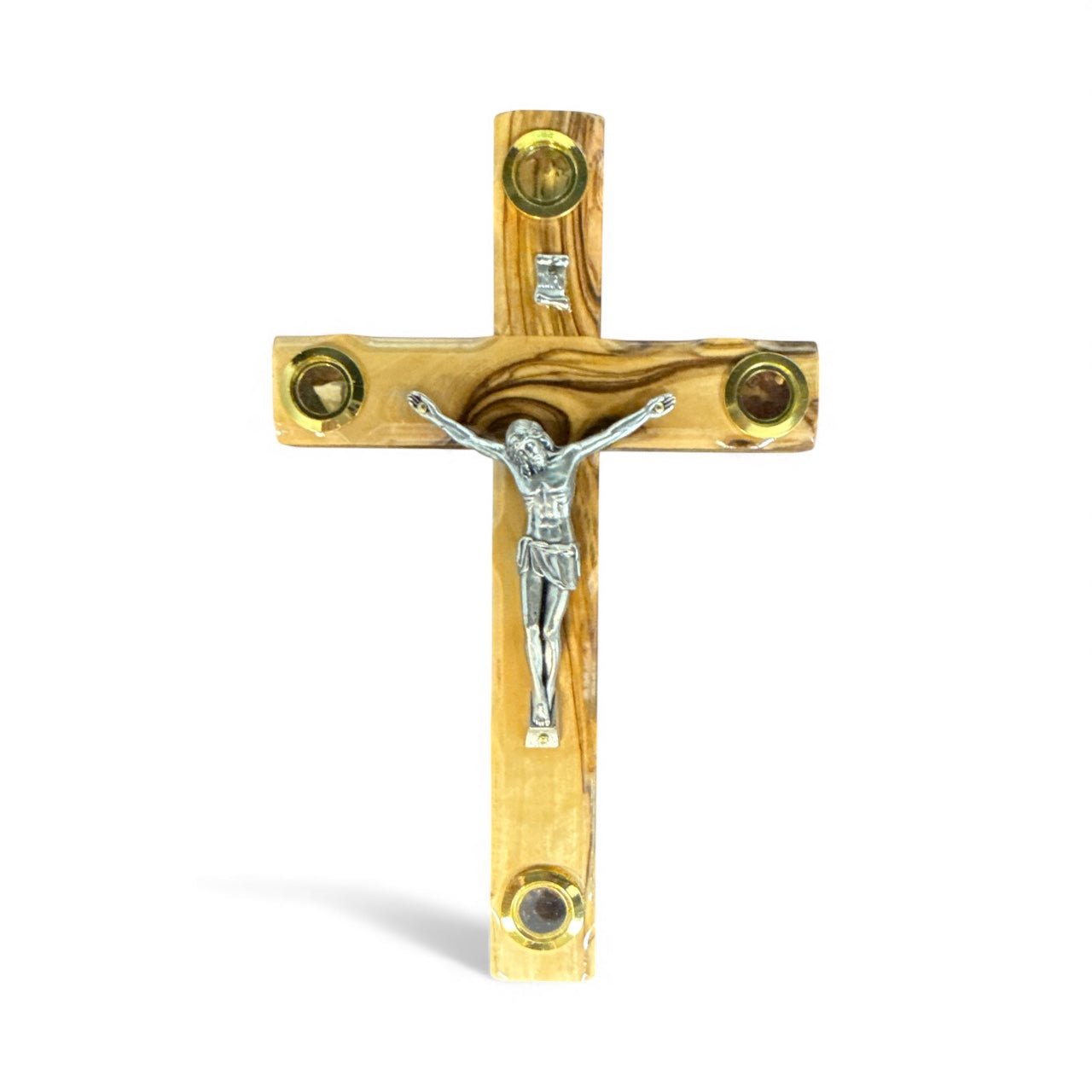 Olive Wood Wall Crucifix with Jerusalem Relics – Handcrafted in ...
